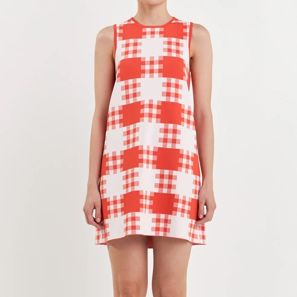 GREY LAB | Dresses | Grey Lab Gingham Check Knitted Shift Dress | Poshmark
